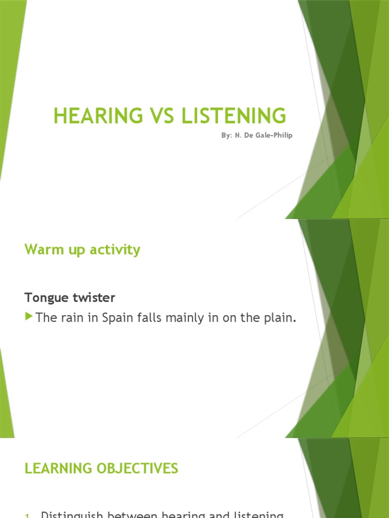 Hearing Vs Listening | PDF | Nonverbal Communication | Cognitive Science
