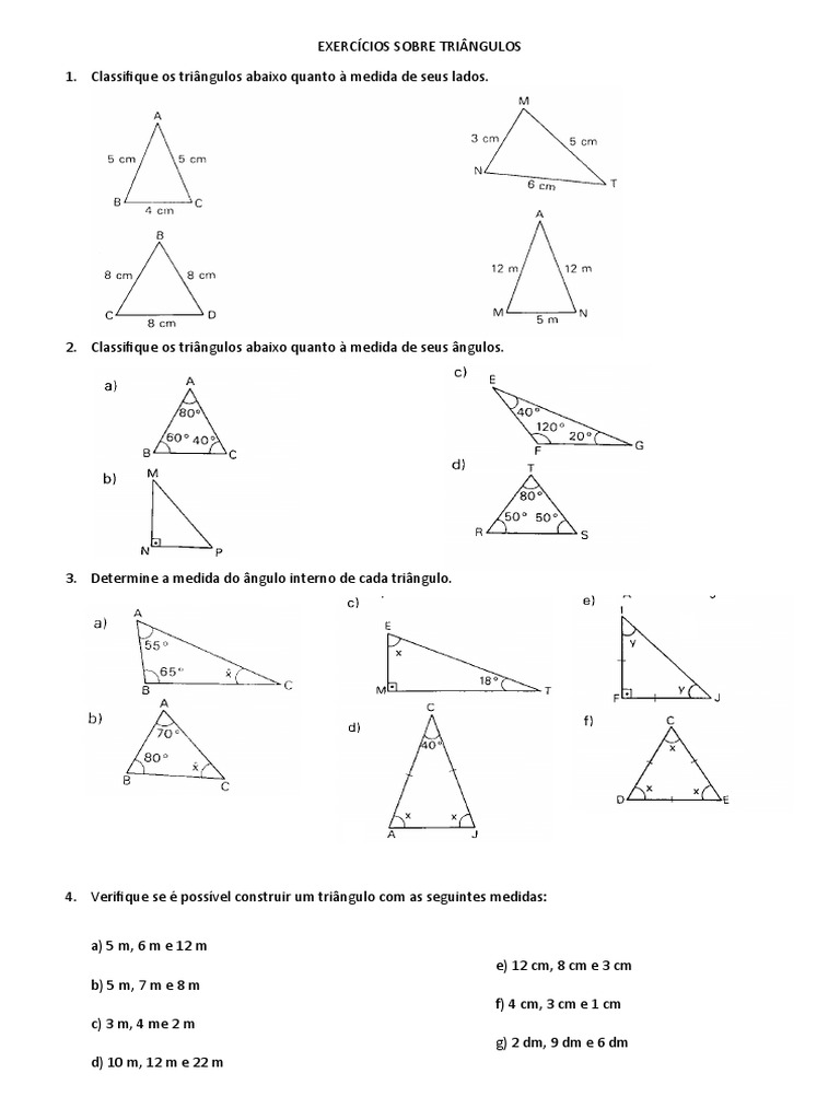 Exercícios Sobre Triângulos | PDF