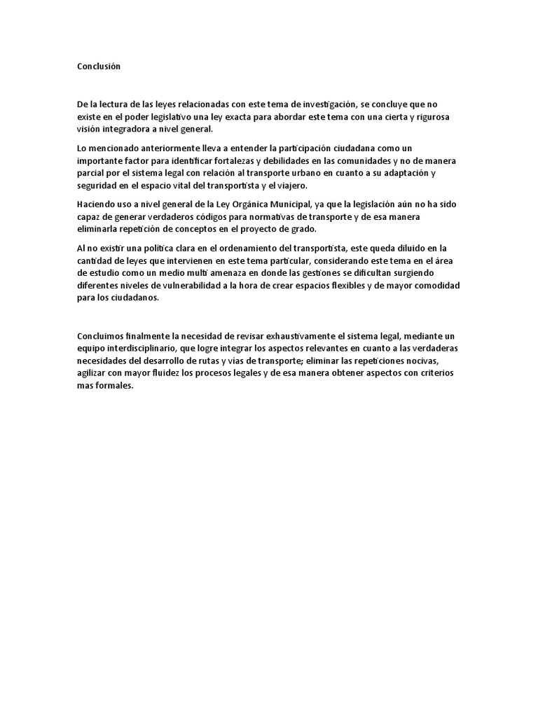 Conclusión Marco Legal | PDF