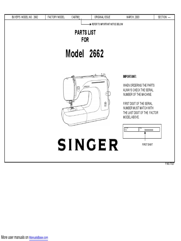 Singer 2662 | PDF | Screw | Gear