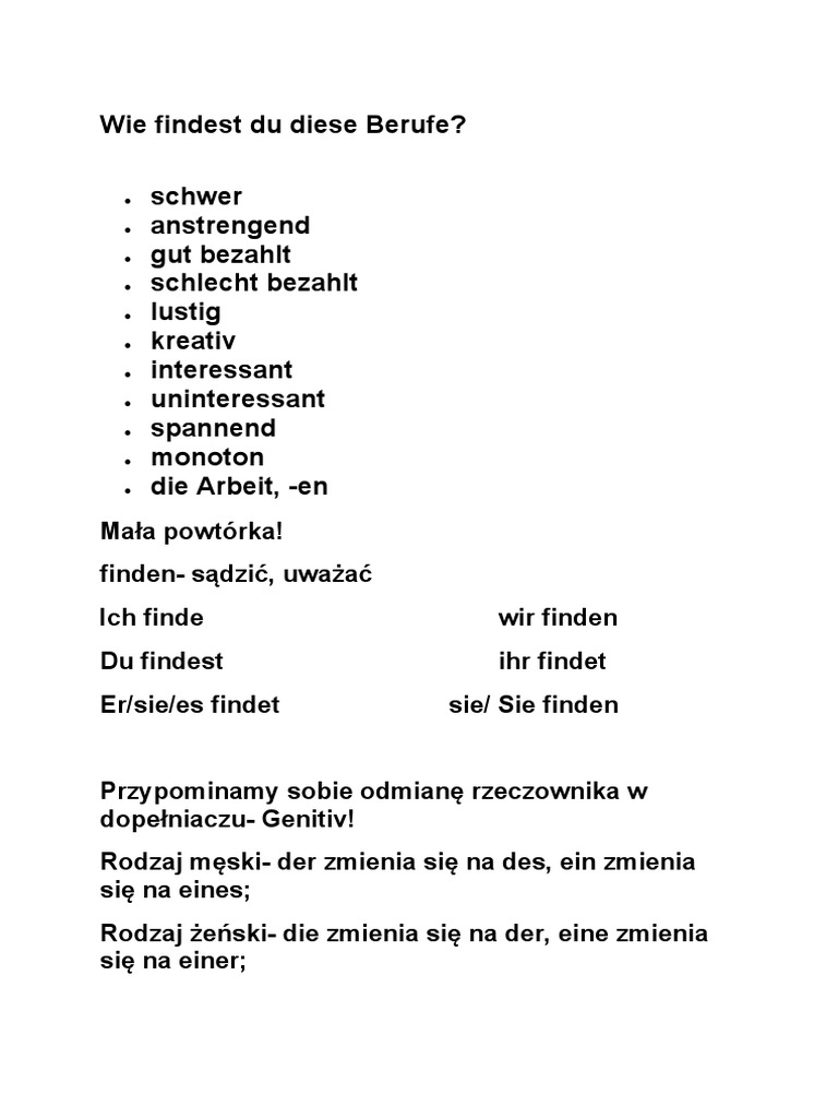 Wie Findest Du Diese Berufe | PDF