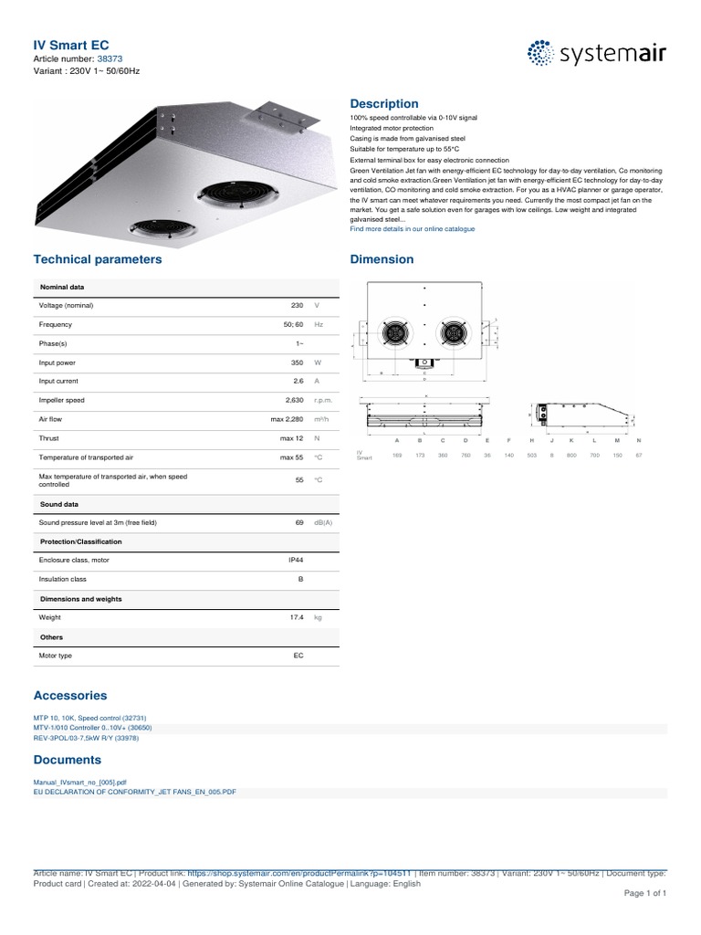 Systemair IV Smart EC | PDF | Electronics | Physical Quantities