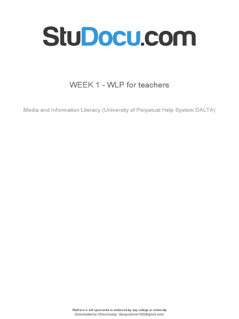 Week 1 WLP For Teachers | Download Free PDF | Information Literacy | Literacy