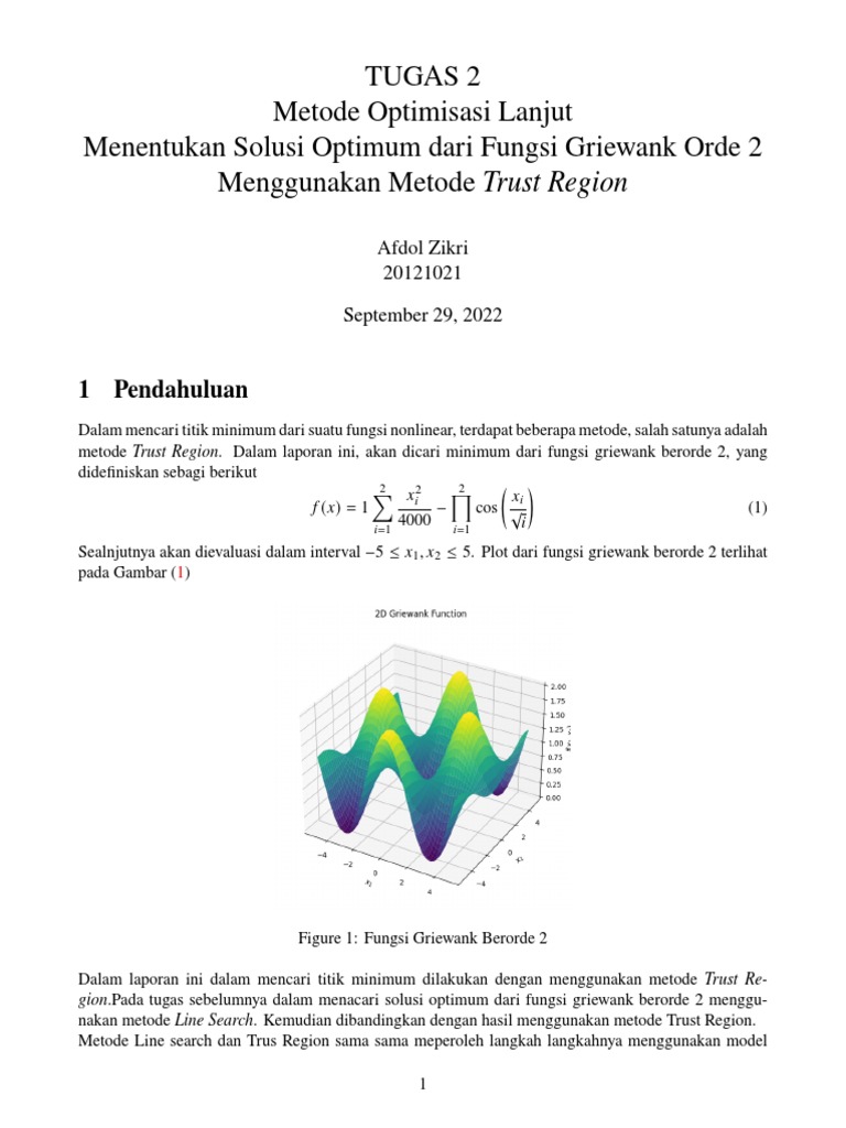 Metode Optimisasi Trust Region | PDF