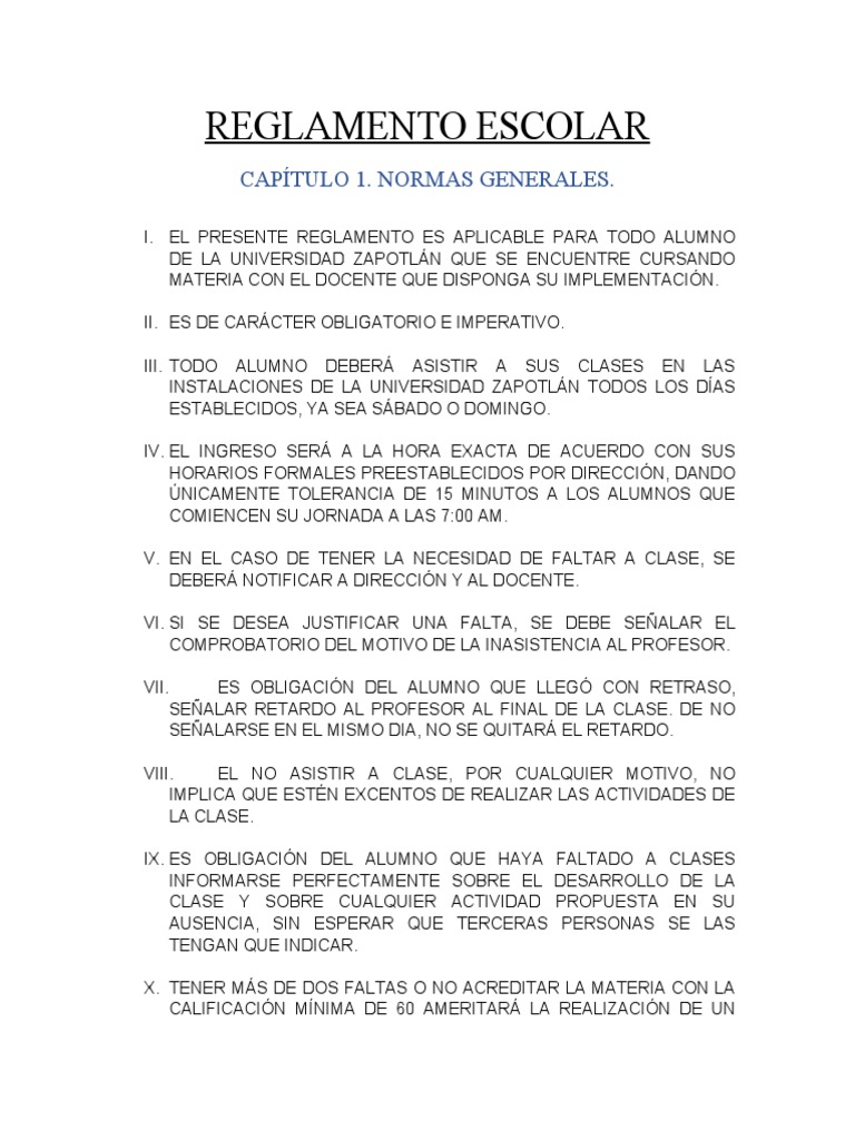 Reglamento Escolar | PDF | Prueba (evaluación)