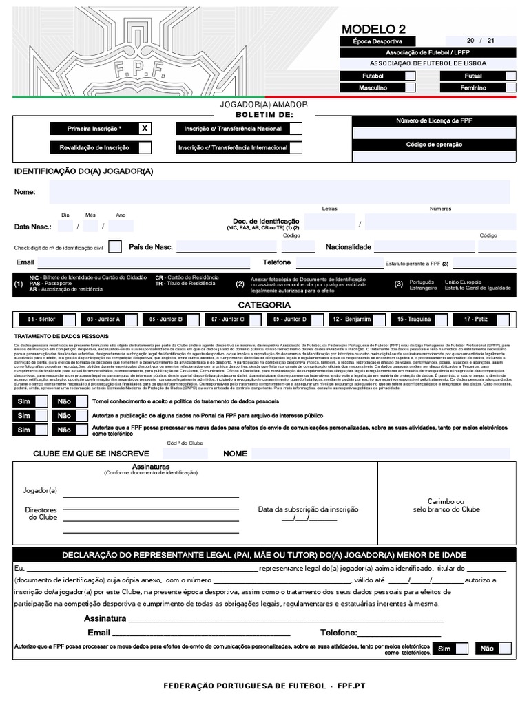 Modelo 2 | PDF | Futebol | Portugal