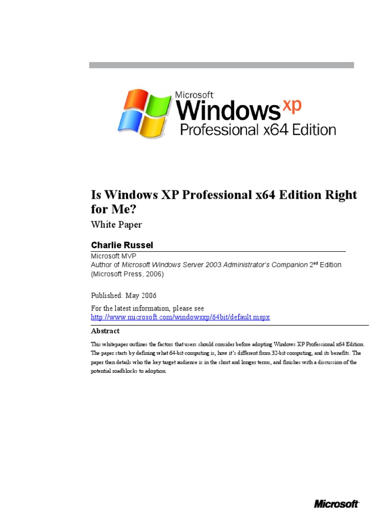 Is Windows XP Professional x64 Edition Right For Me | PDF | 64 Bit ...
