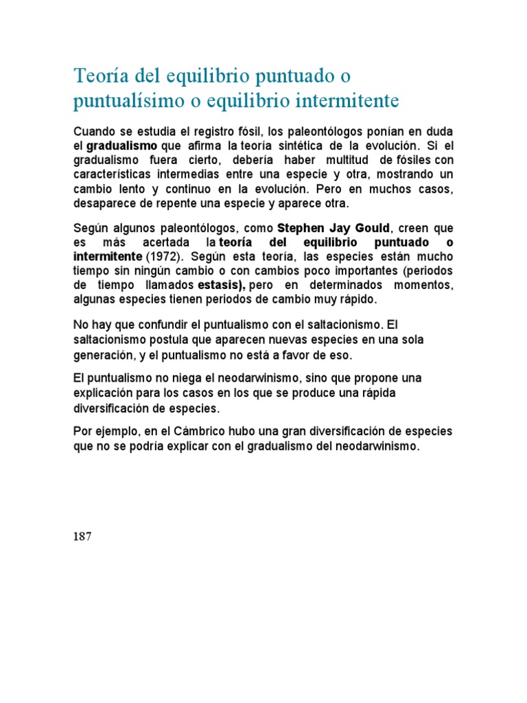 Teoría del Equilibrio Puntuado en Evolución | PDF | Cambio | Evolución biológica