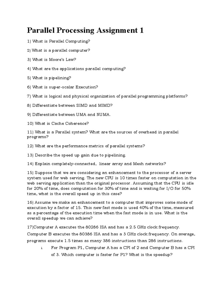 Parallel Processing Assignment 1 | PDF Parallel Processing Assignment 1 | PDF
