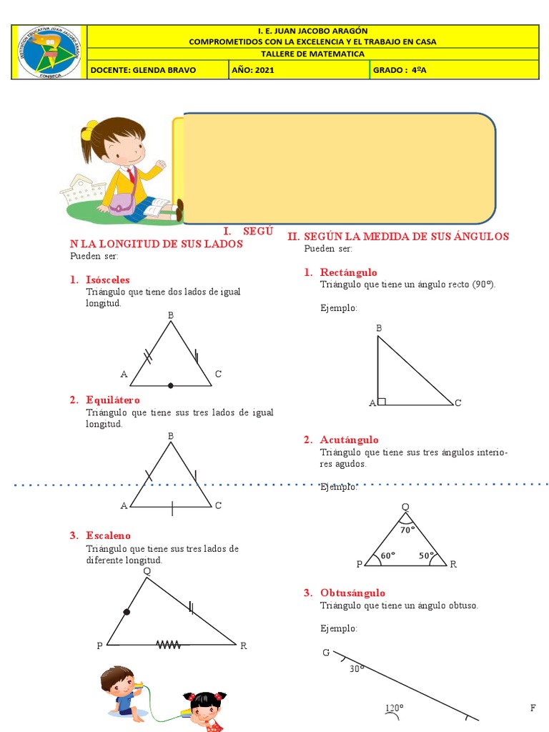 Clasificación-de-Triángulos Taller 4° | PDF | Triángulo | Matemática Elemental