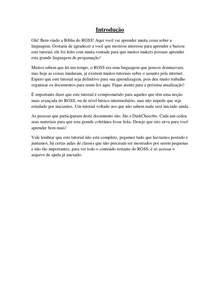 A Biblia Do RGSS - Por Jão e DarkChocobo | PDF | Ruby (linguagem de ...