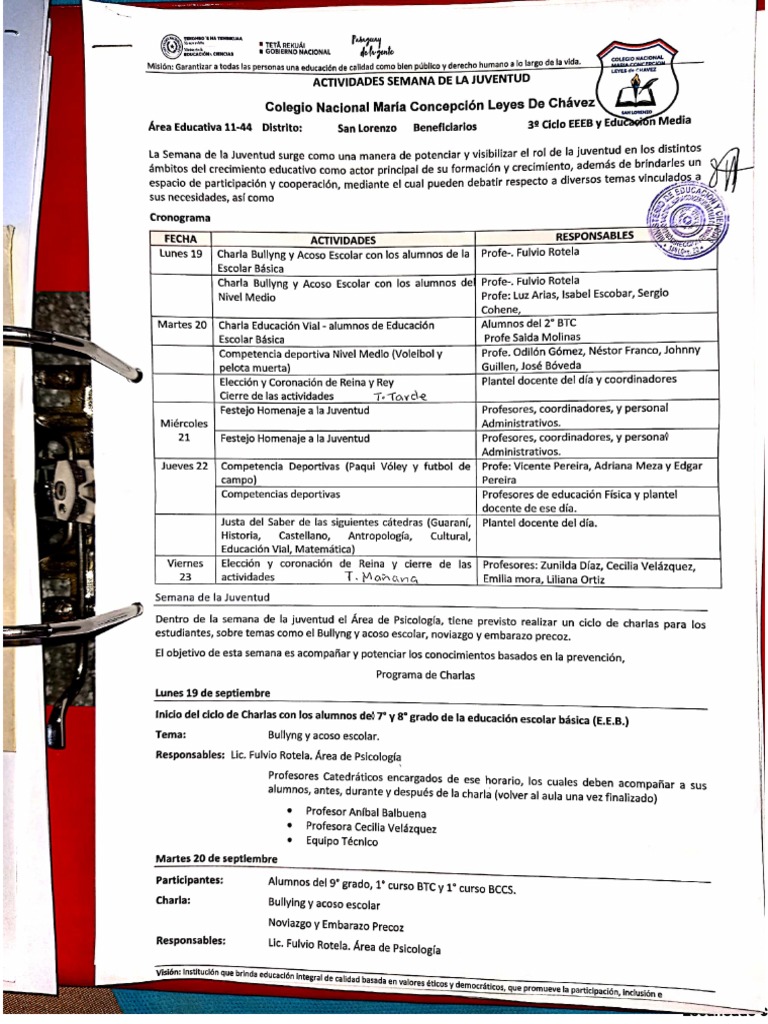 Modelo de Proyecto SEMANA DE LA JUVENTUD | PDF