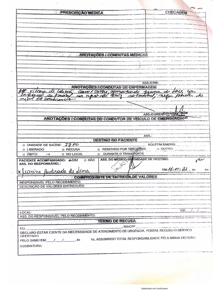 Ficha SAMU Delson Verso | PDF