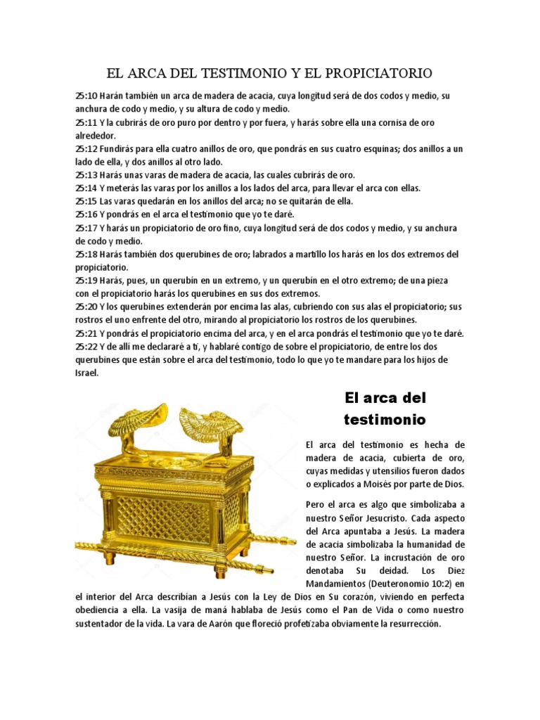 El Arca Del Testimonio y El Propiciatorio | PDF | Arca de la Alianza ...