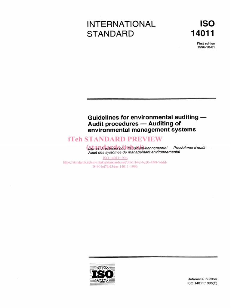 ISO 14011: Environmental Audit Guidelines | PDF | Audit | International ...