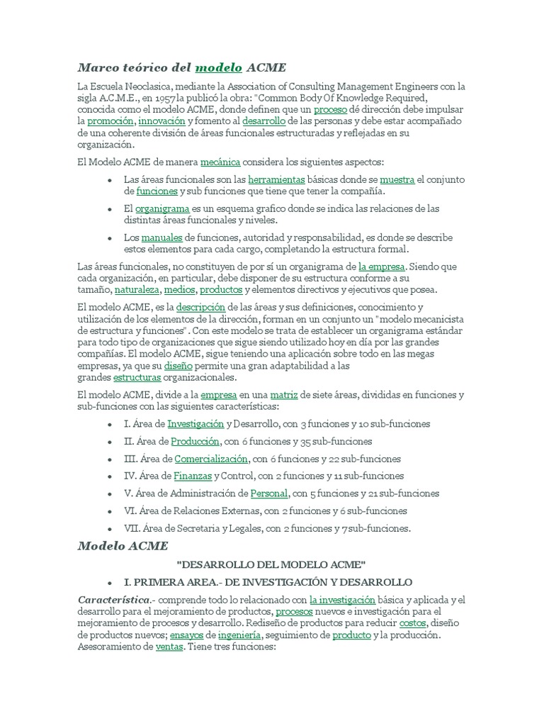 Modelo Acme 1 | PDF | Planificación | Publicidad