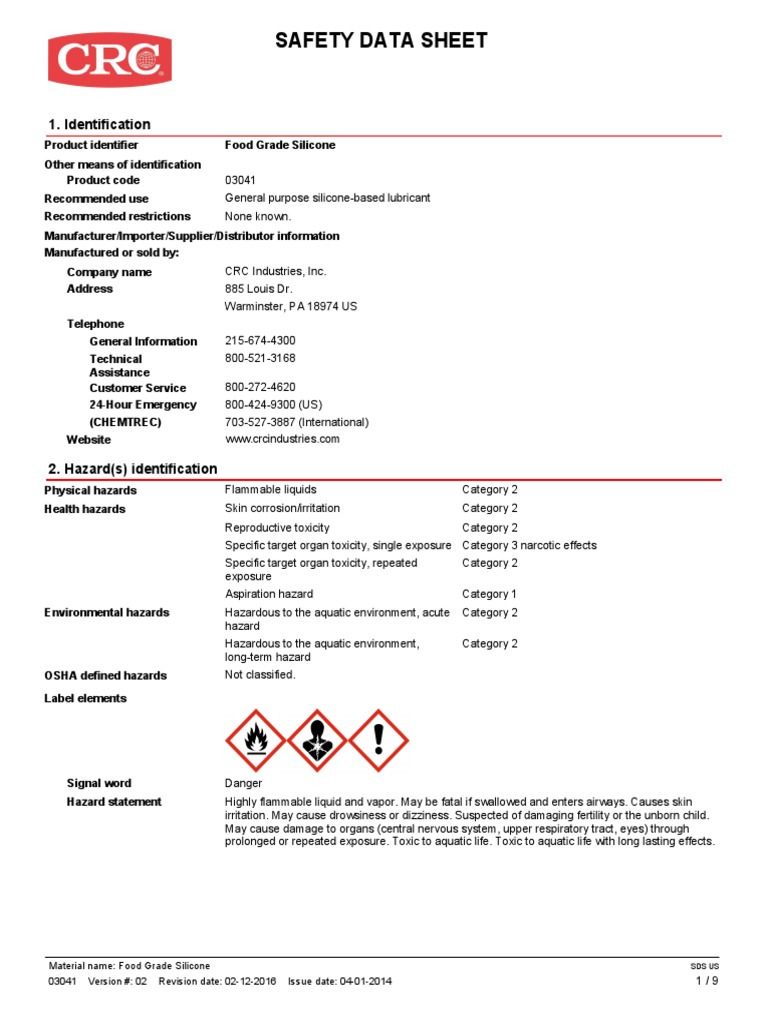 Safety Data Sheet: 1. Identification | PDF | Dangerous Goods | Electrostatic Discharge