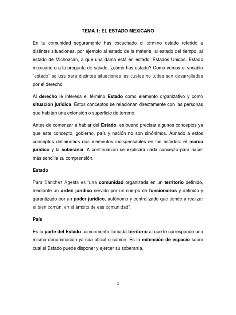 El Estado Mexicano: Conceptos Fundamentales y Elementos Constitutivos ...