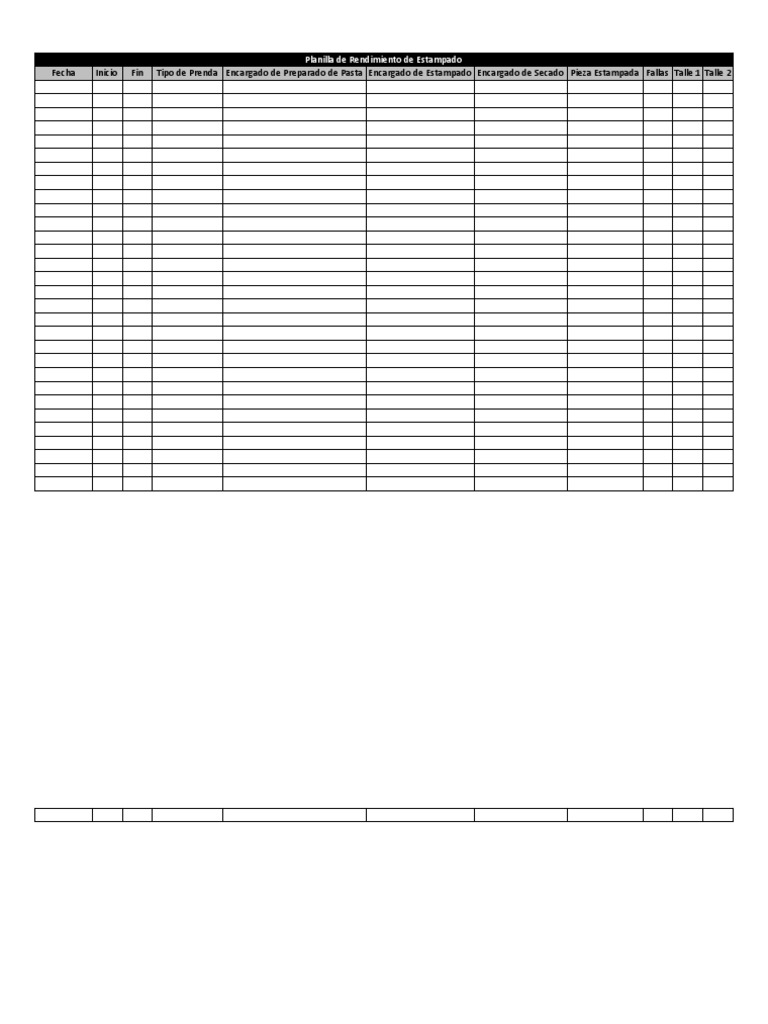 Planilla de Estampado | PDF