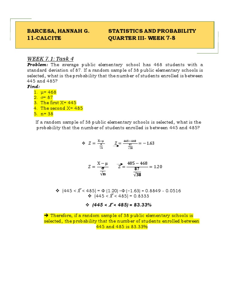 Stats&prob Week7-8 | PDF | Statistics | Normal Distribution