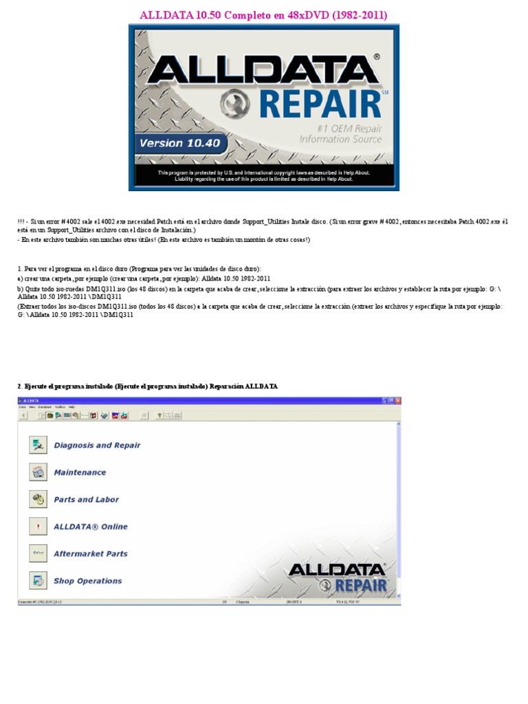 Instalación y configuración de ALLDATA 10.50 Completo en 48xDVD (1982 ...