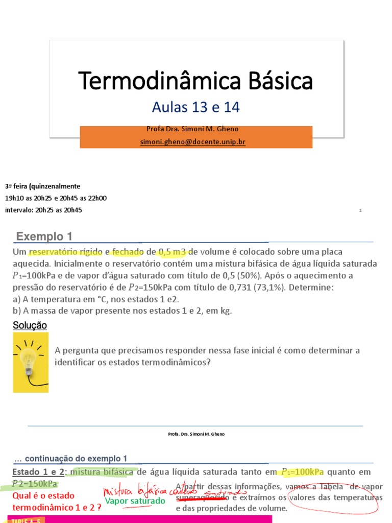 Termodinâmica Básica - AULAS 13 e 14 | PDF | Calor | Termodinâmica