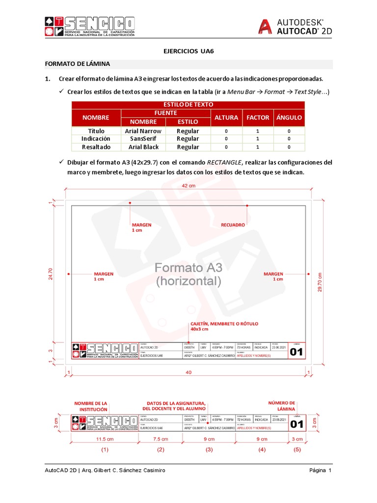 AutoCAD 2D UA6 - Ejercicios | PDF