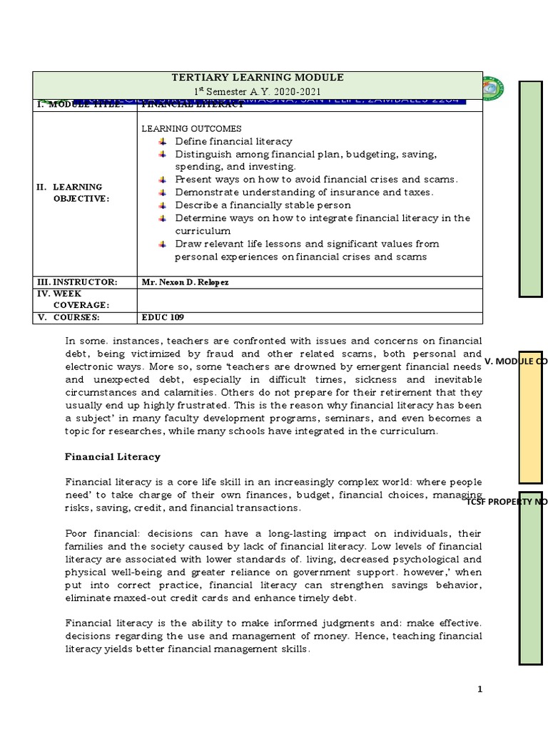Financial-Literacy | PDF | Investing | Financial Literacy