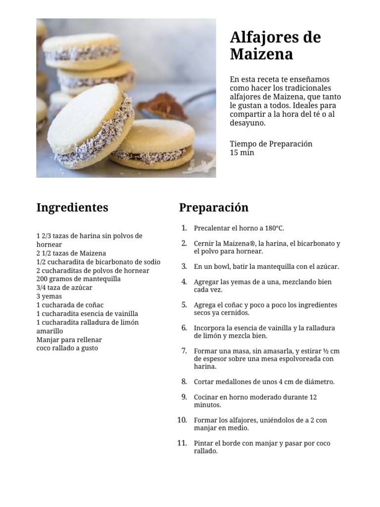 Alfajores de Maizena | PDF | Cocina europea | Comida regional y étnica