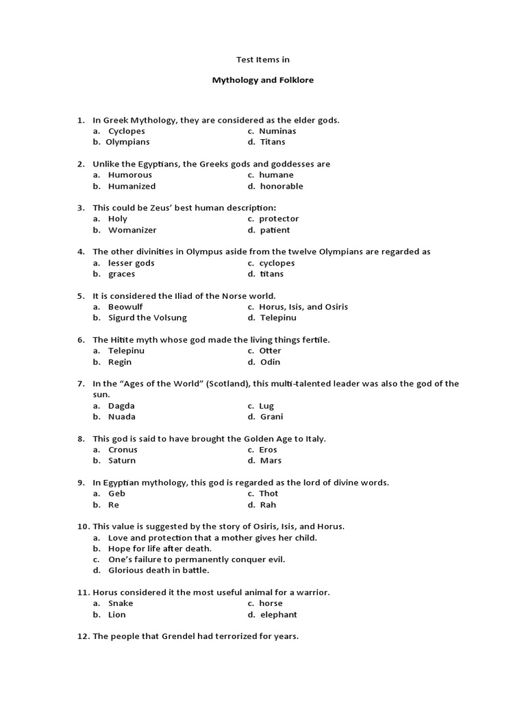 Mythology and Folklore | PDF | Mythology | Mythological Characters