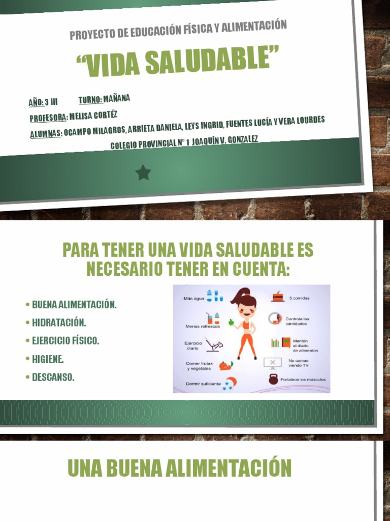 Vida Saludable, Power Point para Edu - Física | PDF | Dieta | Alimentos