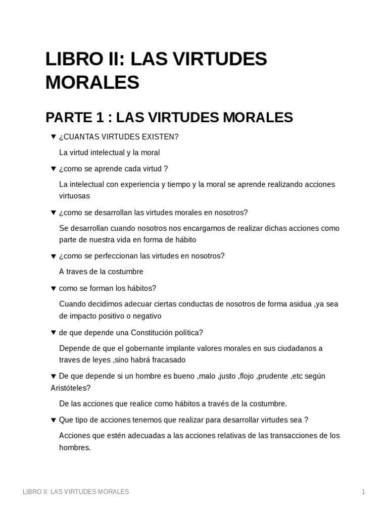 Libro Ii Las Virtudes Morales | PDF | Moralidad | Placer
