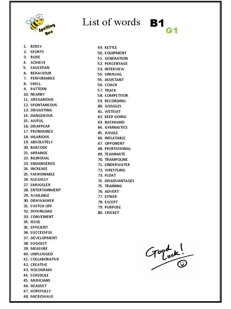 Spelling List B1 | PDF