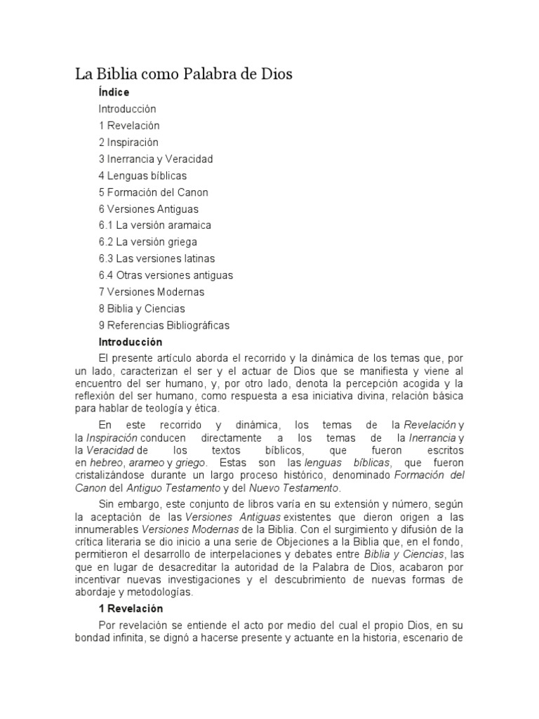 La Biblia Como Palabra de Dios | PDF | Canon bíblico | Biblia