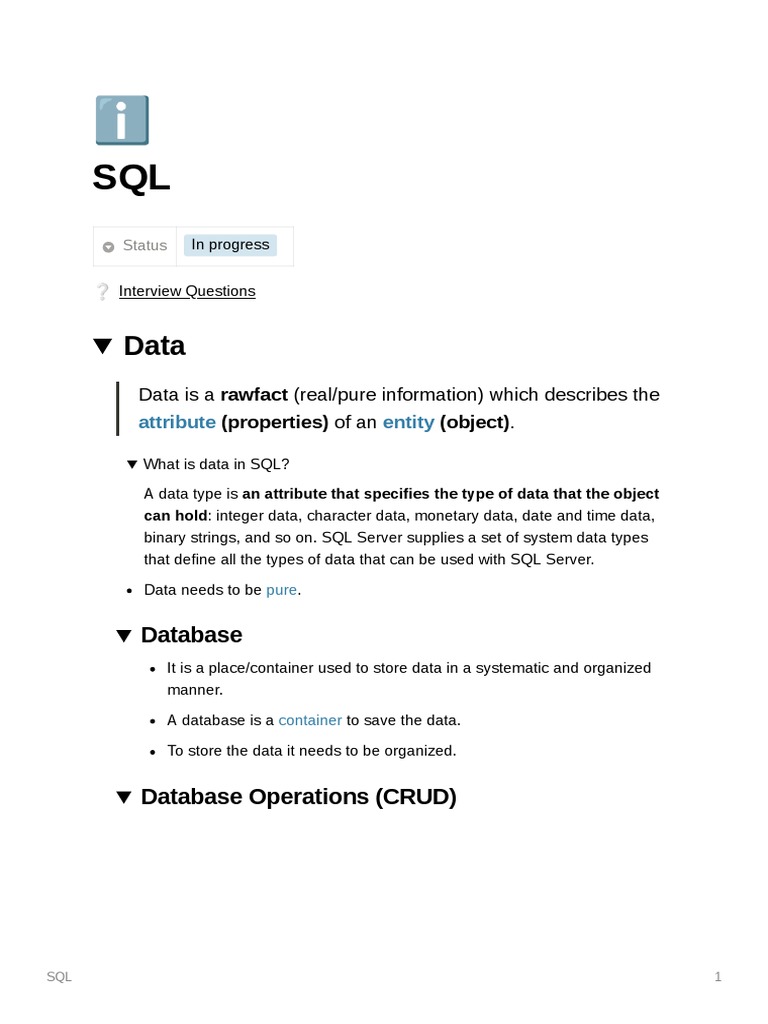 SQL 1 | PDF | Relational Database | Databases