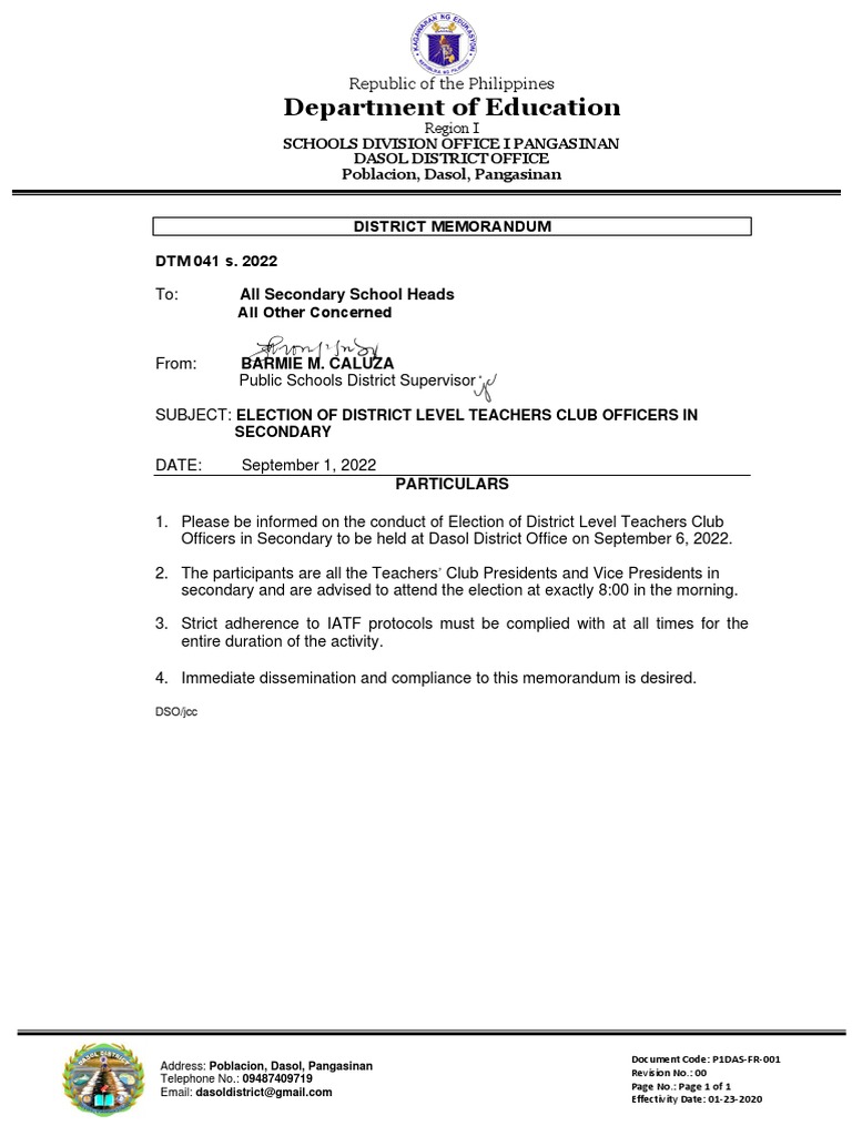 DTM41 Election of Officers Secondary | PDF