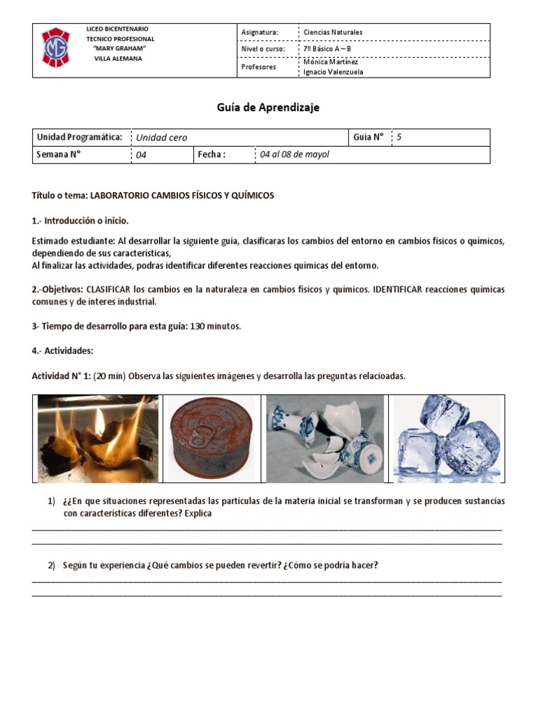 7º Básico Ciencias Naturales G5 | PDF | Química | Importar