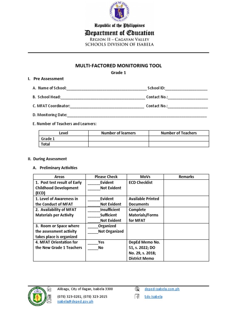 MFAT Monitoring Tool | PDF | Disability | Intellectual Disability