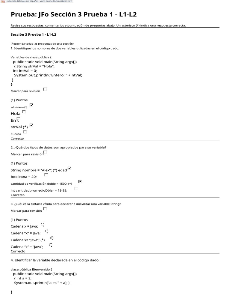 Toaz - Info Quiz Section3 1 PR - .En - Es | PDF | Java (lenguaje de programación) | Tipo de datos
