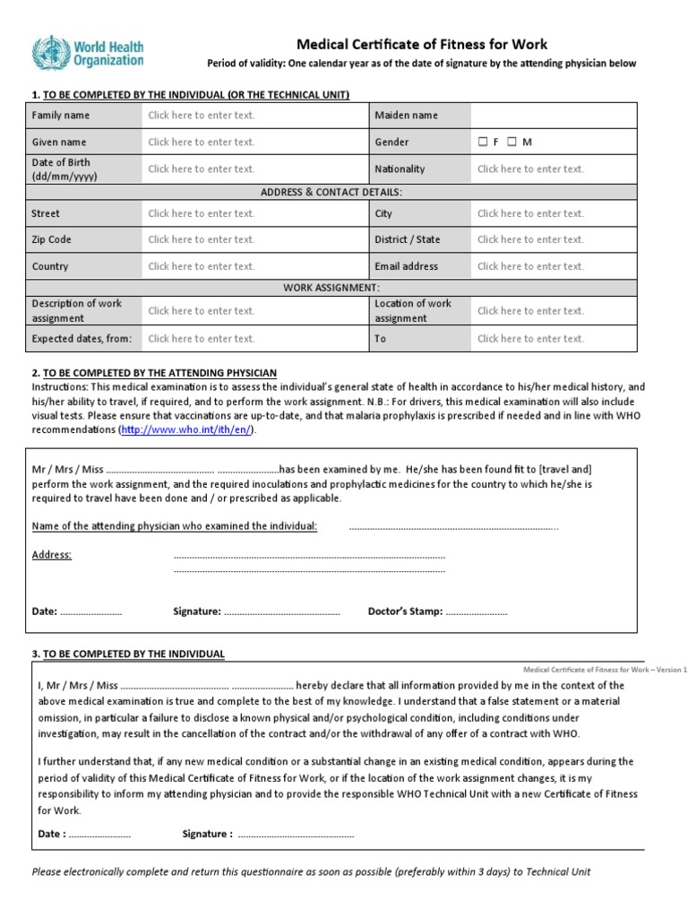 Medical Certificate Fitness For Duty - Consultants | PDF | Health ...