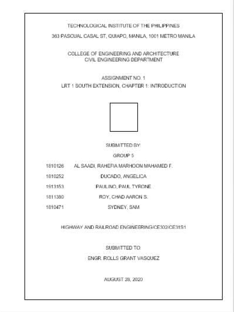 Group 5 Assignment No1 Ce31s1 Ce302 Pdf Manila Public Transport 