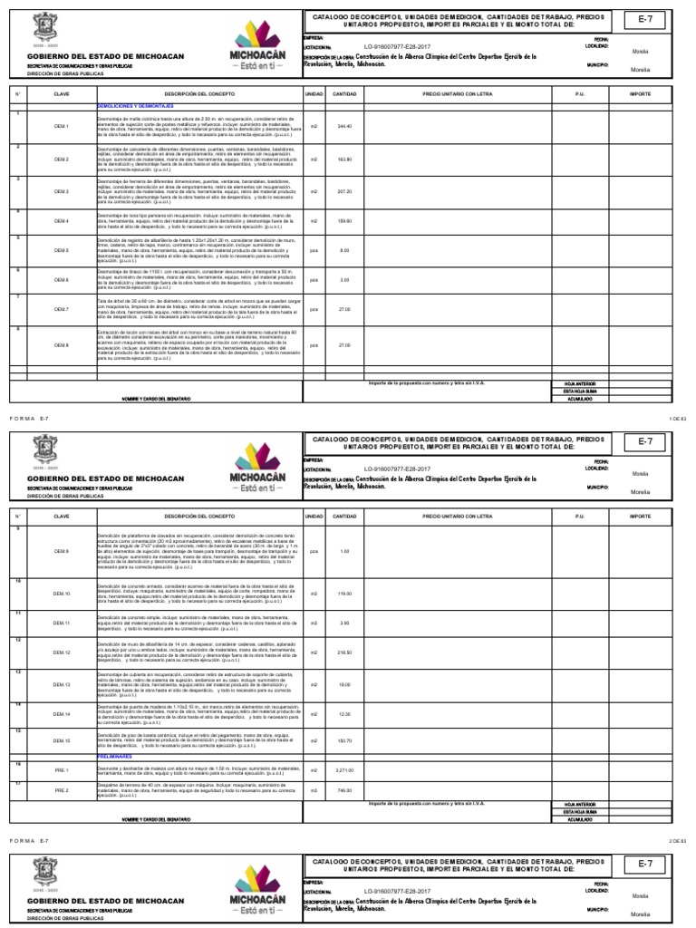 CATALOGO DE CONCEPTOS V2b | PDF | Hormigón | Fundación profunda