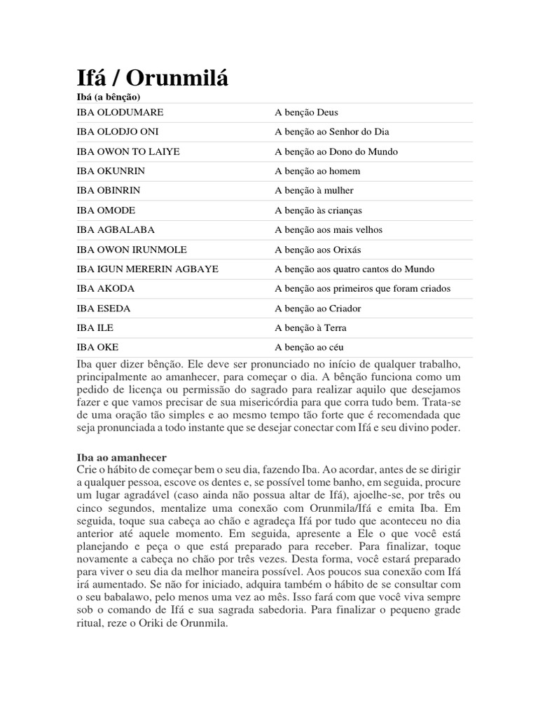Iba Ifá ORI | PDF | Bênção
