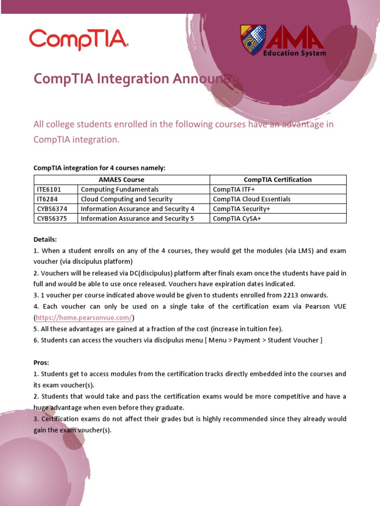 CompTIA Integration Announcement | PDF