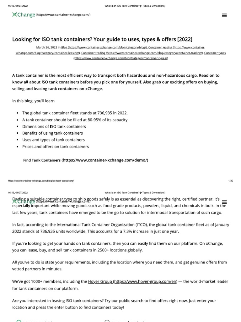 What Is An ISO Tank Container - (Types & Dimensions) | PDF