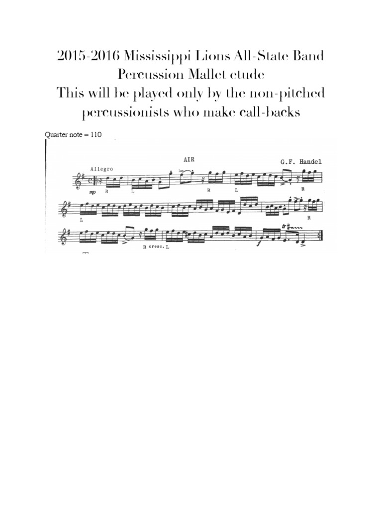 2015-2016 Lions Band Mallet and Timpani Etudes | PDF | Drumming ...