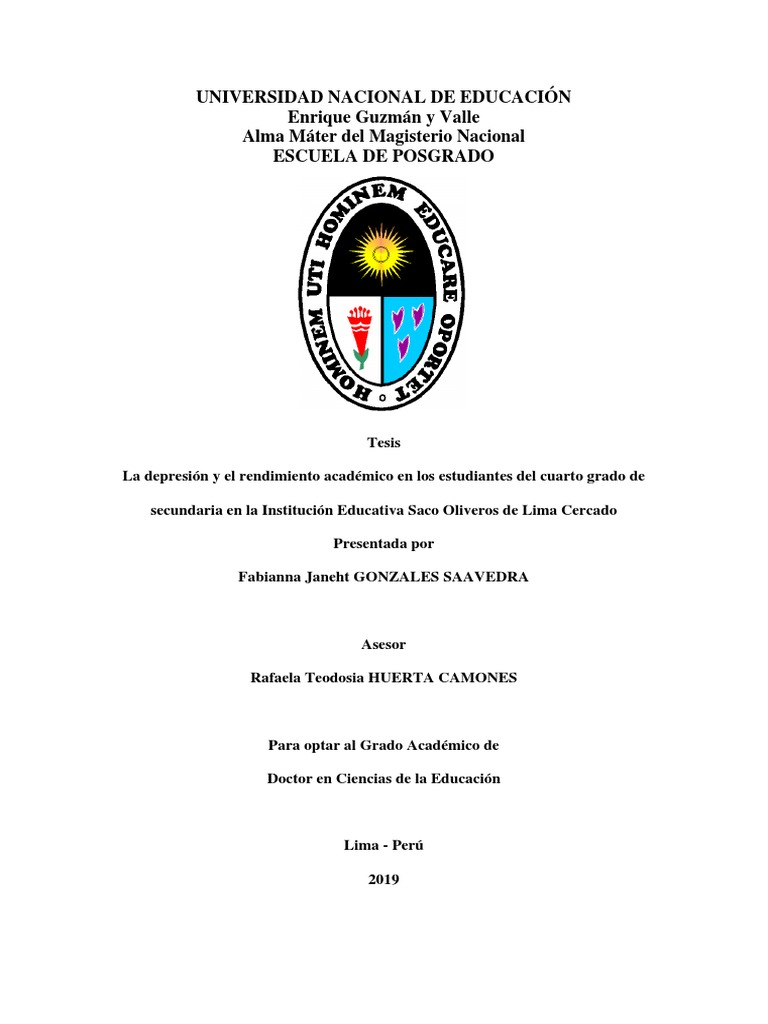 Tesis 2019 | PDF | Método de enseñanza | Depresión (estado de ánimo) Tesis 2019 | PDF | Método de enseñanza | Depresión (estado de ánimo)