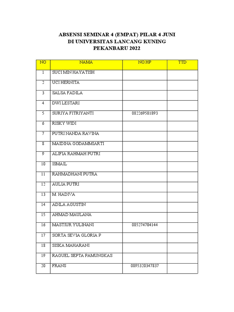 Absensi Seminar 4 Juni | PDF