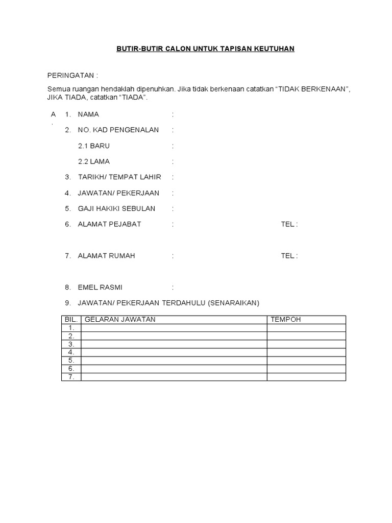 Borang Tapisan SPRM | PDF
