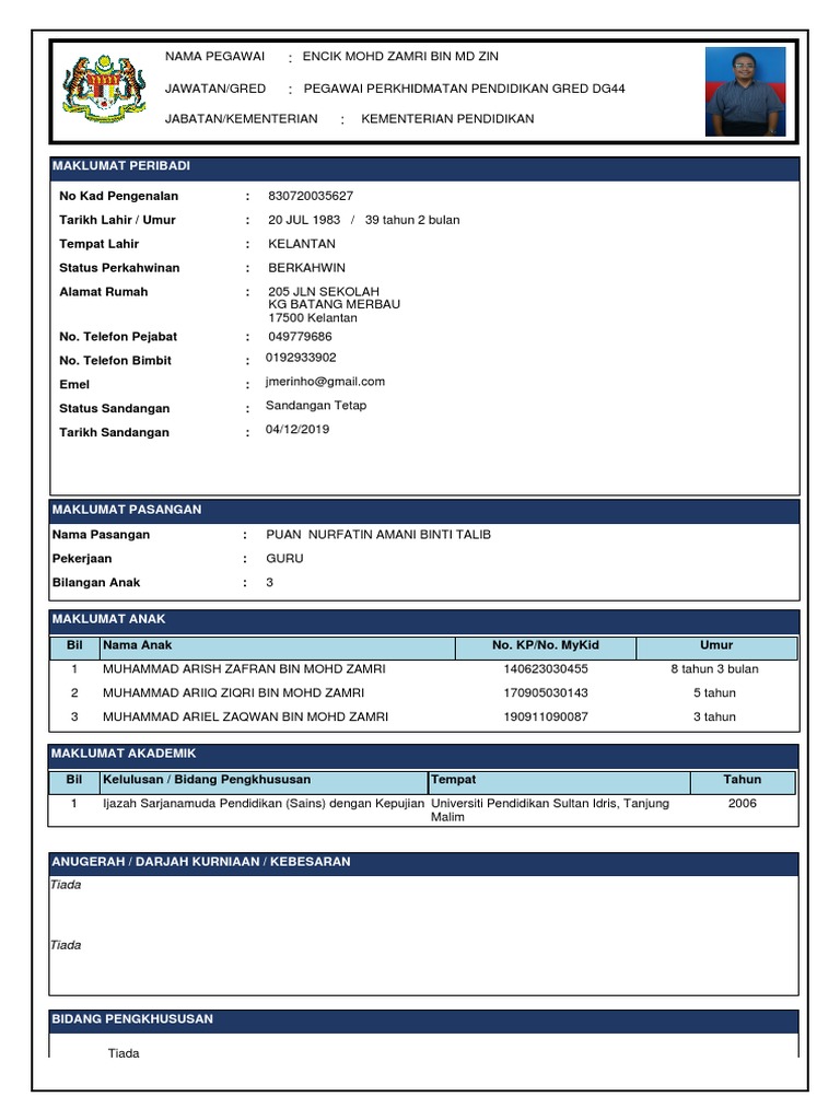 Laporan CV Pegawai | PDF